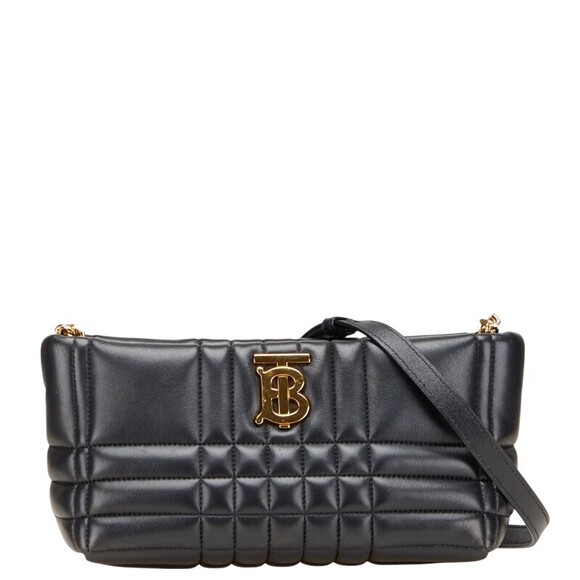 Burberry | Bags | Burberry Logo Chain Shoulder Bag Black Leather | Poshmark